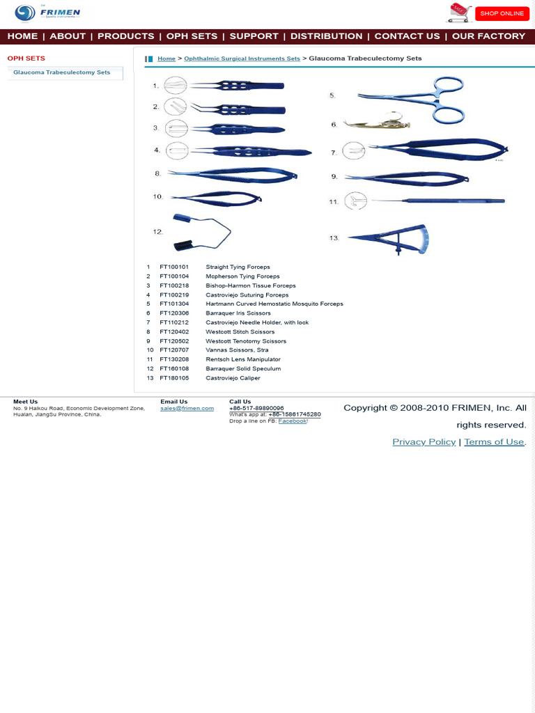 Glaucoma Trabeculectomy Sets FRIMEN - Ophthalmic Surgical Instruments ...