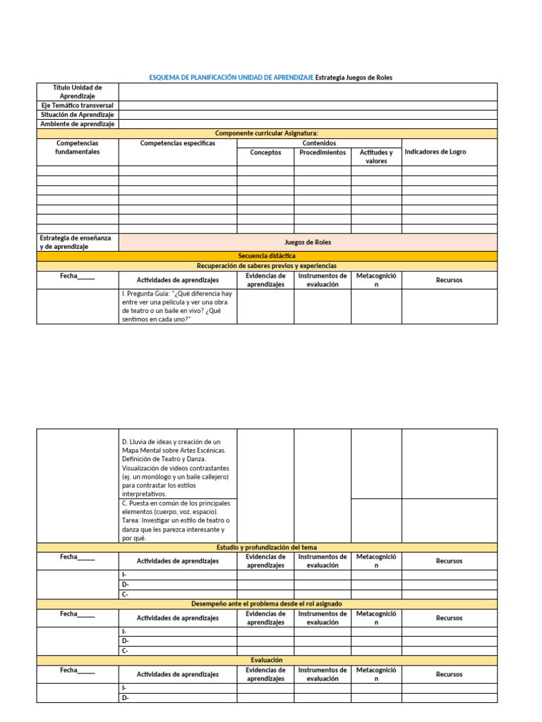 Esquemas de Planificaci N Con Las Secuencias Didacticas Segun La Metodologia de Las Estrategias ...