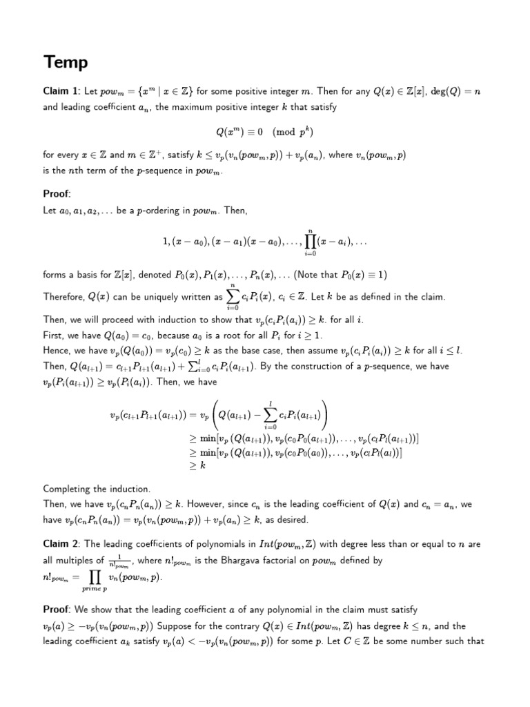 P Sequences, Leading Coefficients, and Basis | PDF | Numerical Analysis | Mathematical Analysis