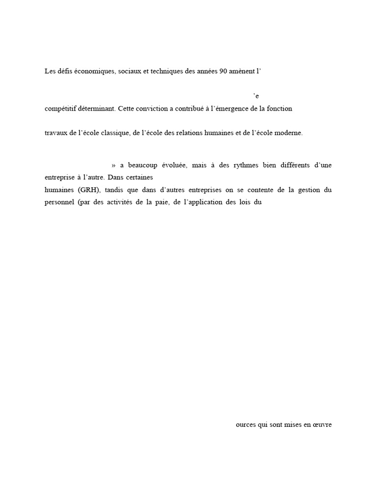 Évolution et enjeux des ressources humaines | PDF | Gestion des ...