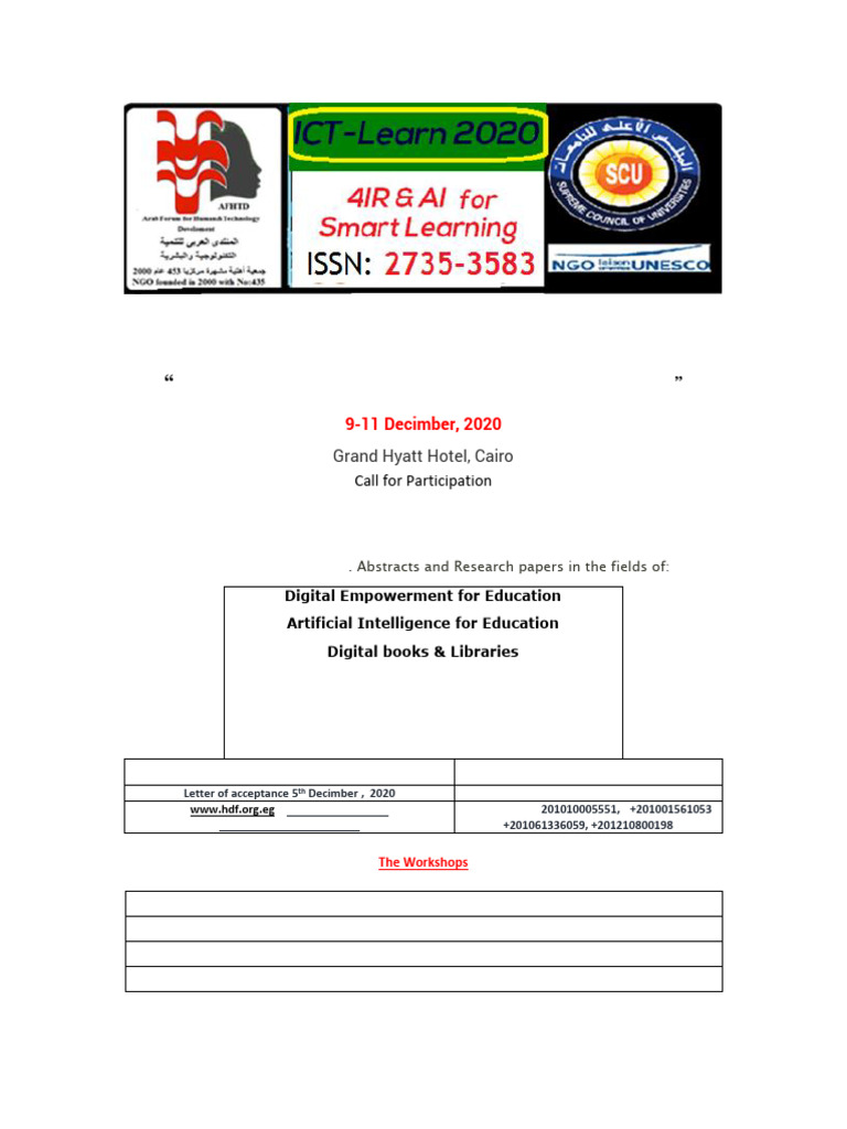 Call For Participation 2020. | PDF