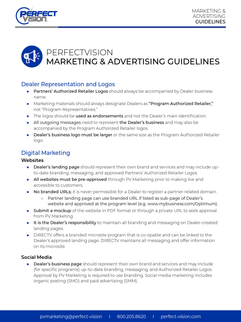 Perfect Vision Marketing Guidelines | PDF | Advertising | Promotion And ...