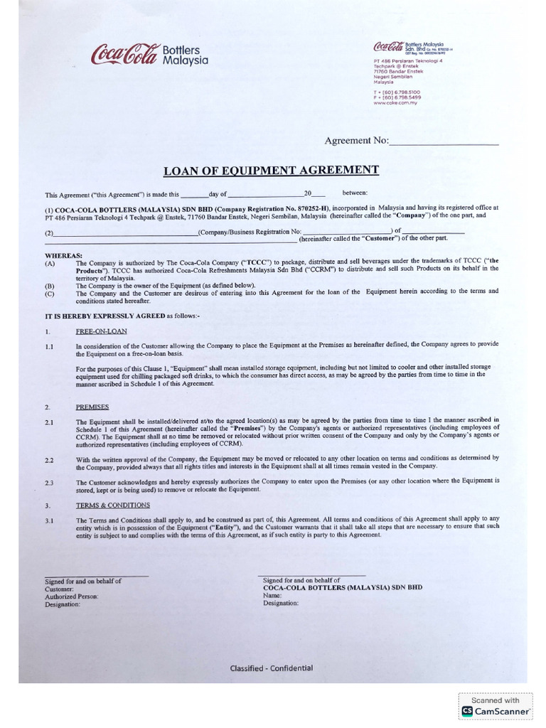 Loan Agreements Coke | PDF
