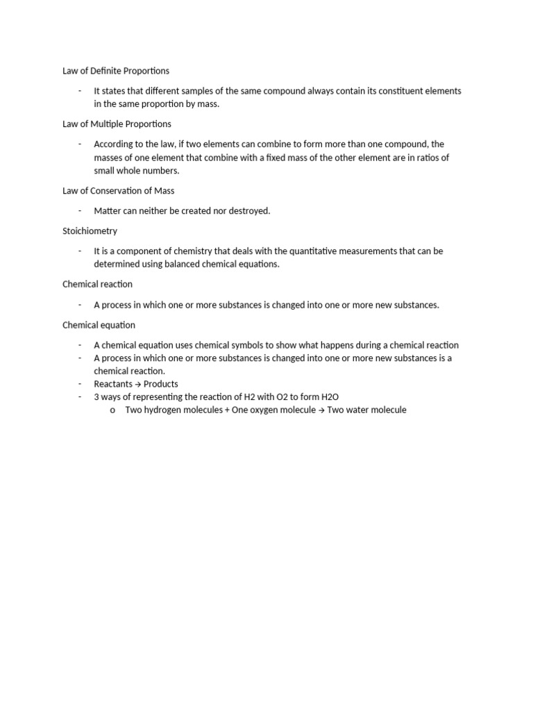 Law of Definite Proportions | PDF