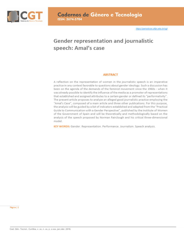 Gender Representation in Journalism Analysis | PDF | Gender | Gender ...