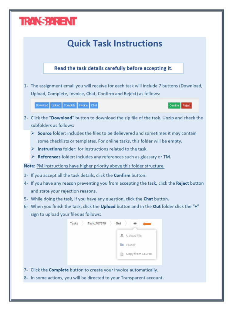 Quick Task Instructions | PDF