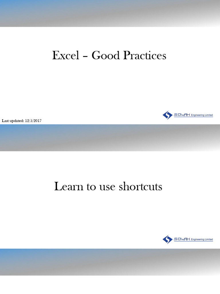 Excel Best Practices Guide | PDF