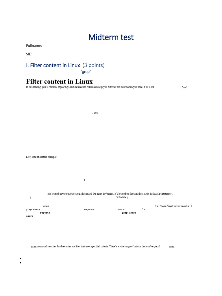 SP2025 - Midterm - Grep Command and Ownership and Permissions | PDF ...