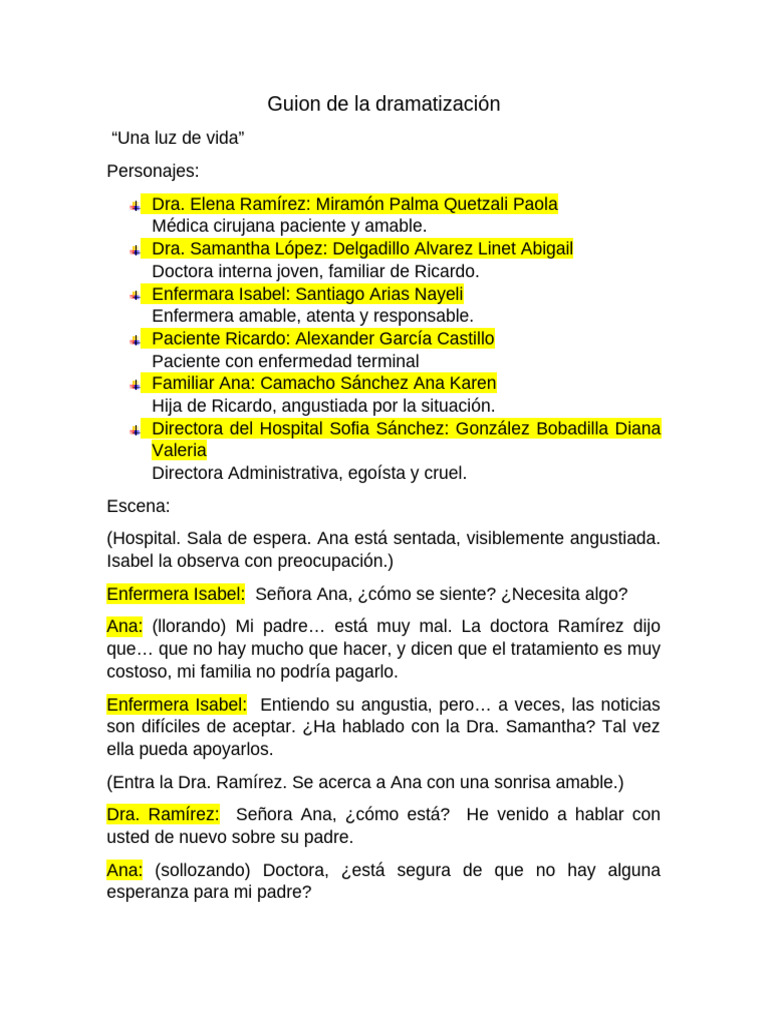 Guion de La Dramatización-1 - 114713 | PDF | Hospital