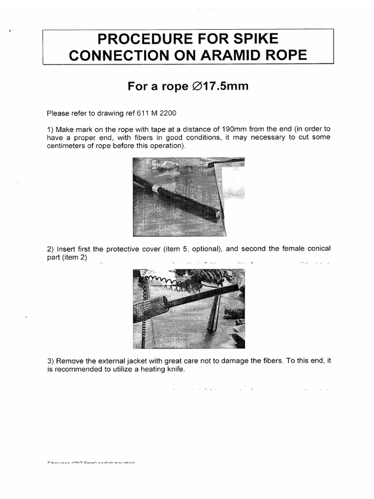 Procedure For Spike Connection On Aramid Rope | PDF
