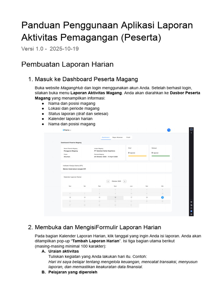 Panduan Penggunaan Pemagangan | PDF