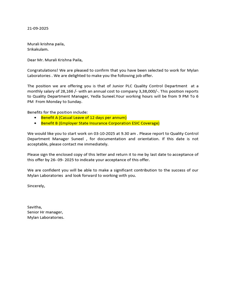 Provisional Letter | PDF