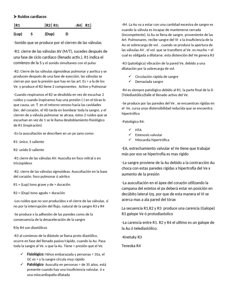 Ruidos Cardiacos | PDF | Corazón | Sistema cardiovascular