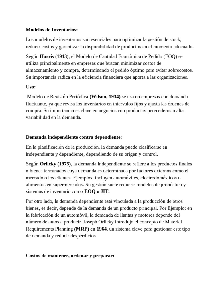 Modelos de Inventarios | PDF | Lean Manufacturing | Economias
