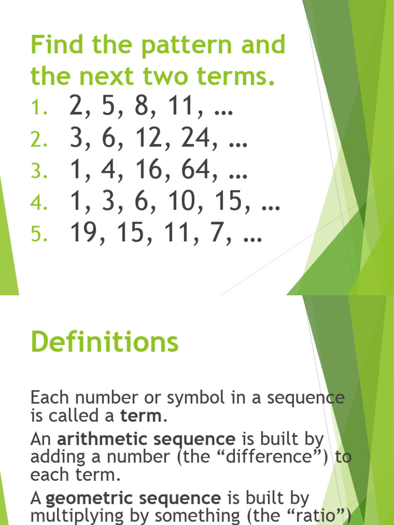 Find The Pattern and The Next Two Terms | PDF