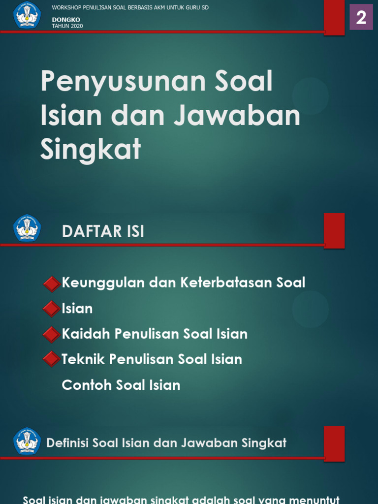 Contoh Soal Isian untuk Guru SD | PDF