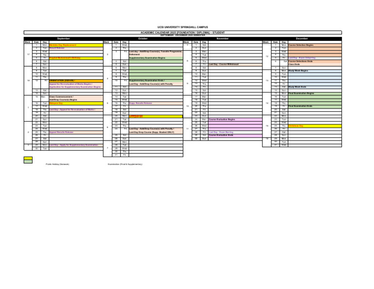 UCSI University Academic Calendar 2025 | PDF | Educational Stages ...