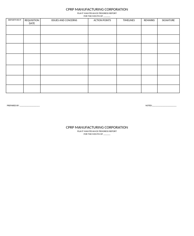 Maintenance Progress Report | PDF