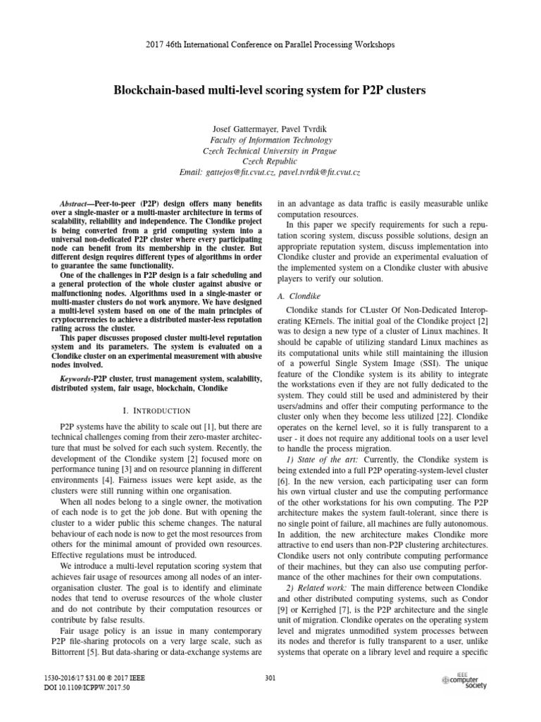 Blockchain-Based Multi-Level Scoring System For p2p Clusters | PDF ...