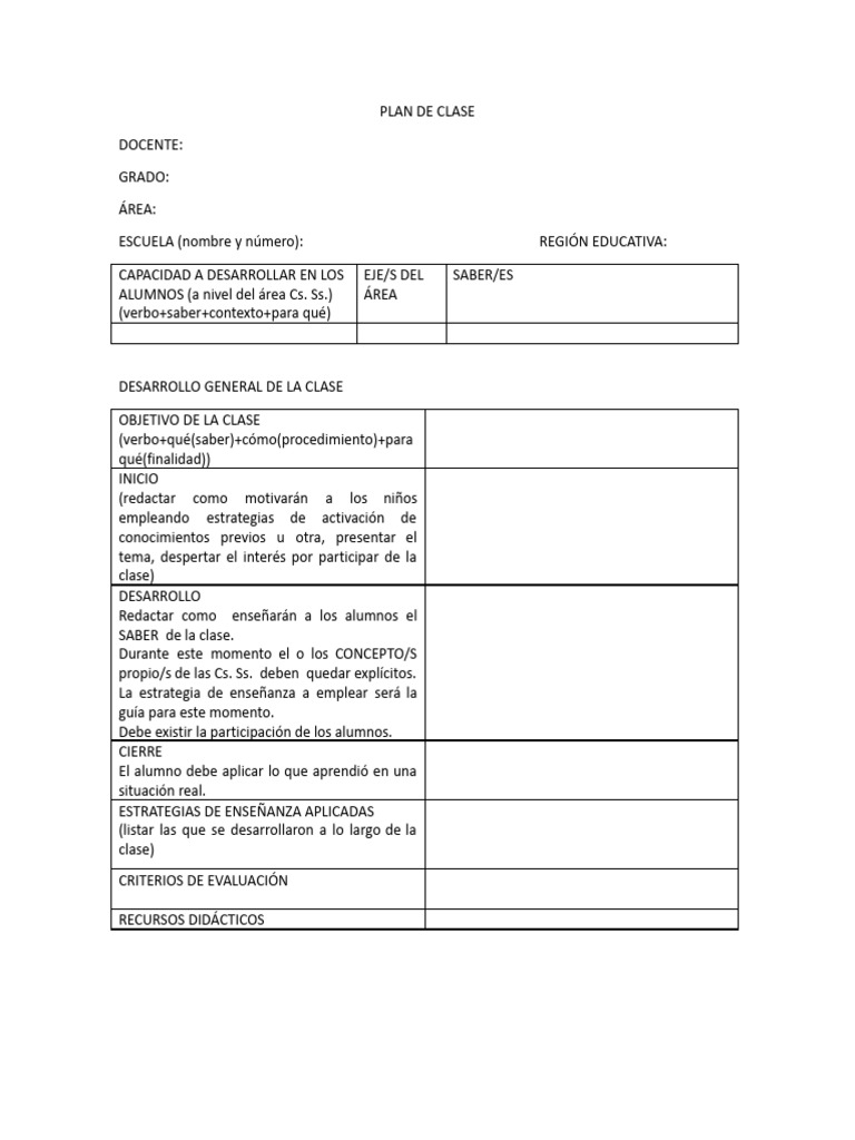 Plan de Clase para Ciencias Sociales | PDF