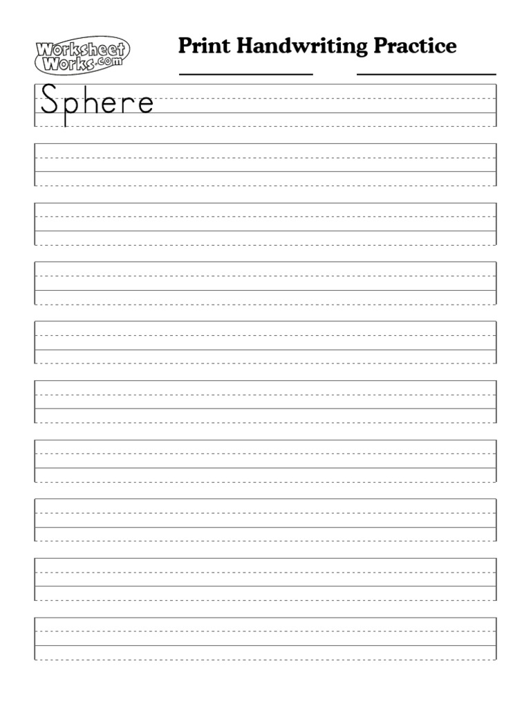 WorksheetWorks Print Handwriting Practice 1 | PDF