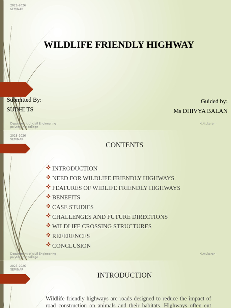 Wildlife Friendly Highways Overview | PDF | Environmental Conservation ...