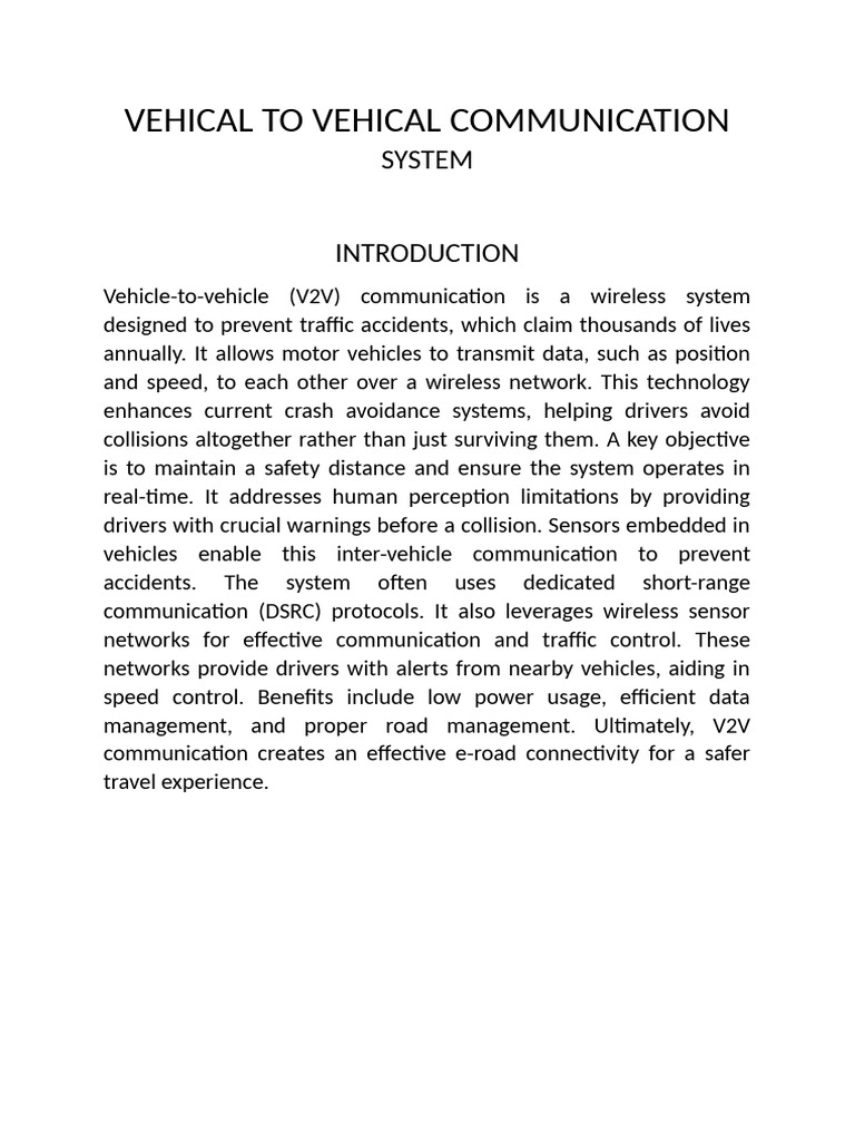 Vehical To Vehical Communication System | PDF