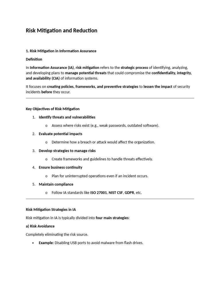 Risk Mitigation and Reduction | PDF | Security | Computer Security