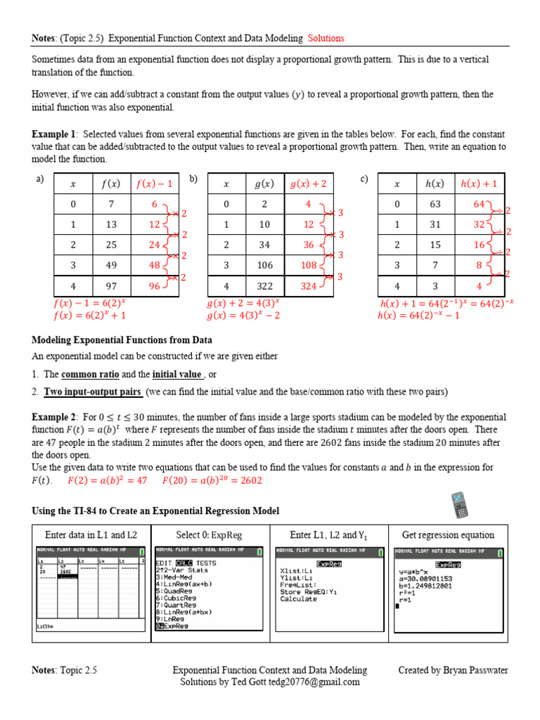 Exponential Data Modeling Notes | PDF | Exponential Function | Function (Mathematics)