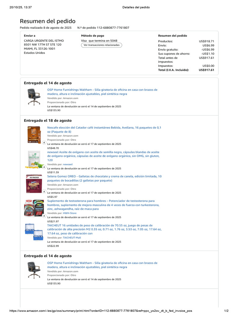 Detalles Del Pedido | PDF