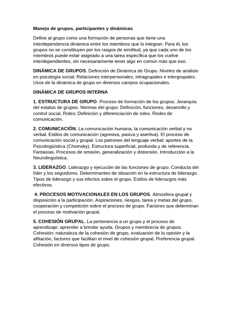 Blog Manejo de Grupos, Participantes y Dinámicas. | PDF | Liderazgo ...