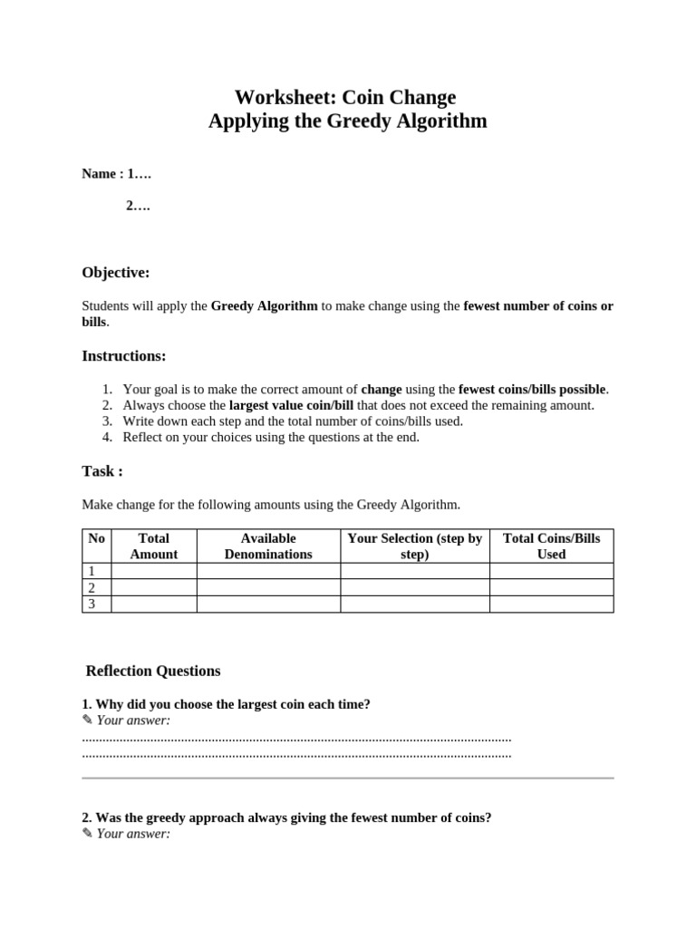 Worksheet-Greedy | PDF