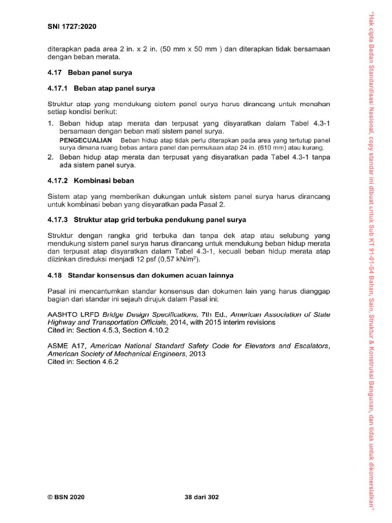 SNI 1727 2020 Beban Desain Minimum Dan Kriteria Terkait Untuk Bangunan ...