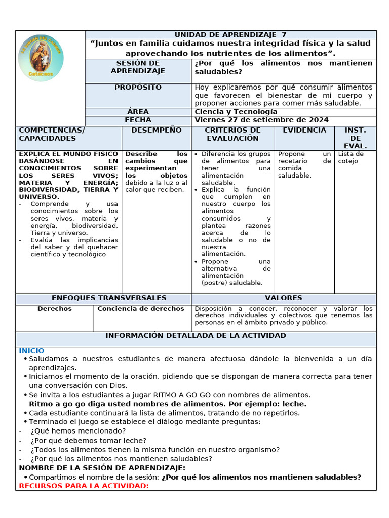 SA CyT PORQUE LOS ALIMENTOS NOS MANTIENEN SALUDABLES 27092024 | PDF ...