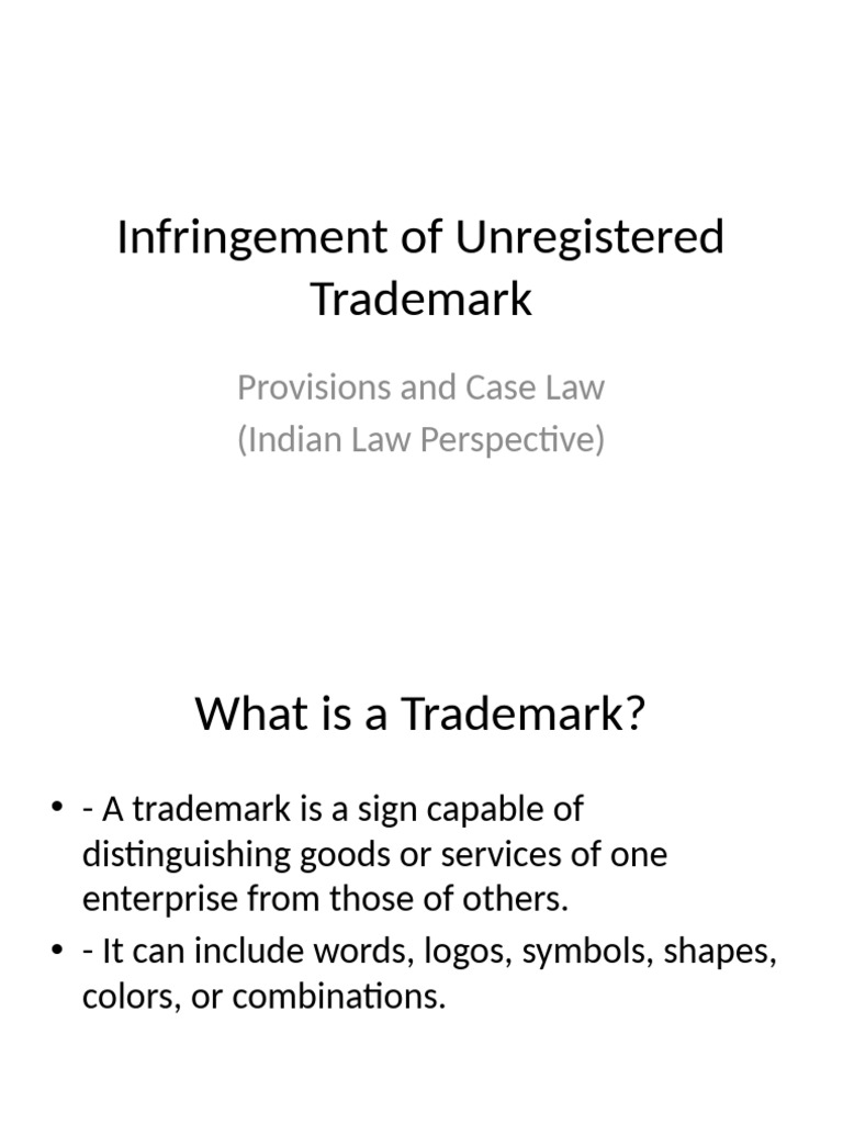 Infringement of Unregistered Trademark | PDF