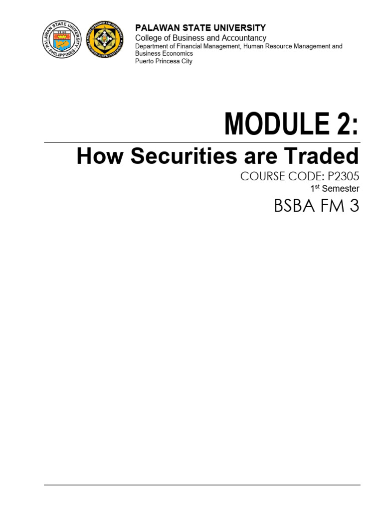 How Securities Are Traded: Module P2305 | PDF | Stocks | Initial Public ...