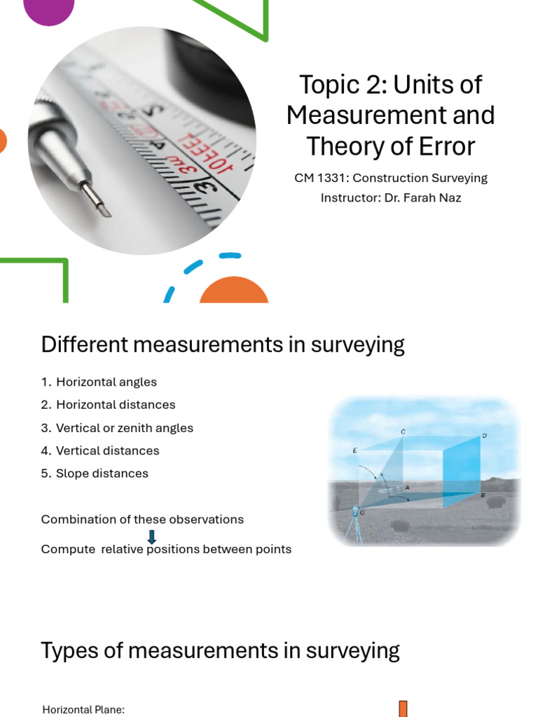 Surveying Measurement Units & Error Theory | PDF | Observational Error ...