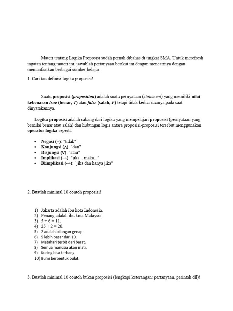 Logika Proposisi | PDF