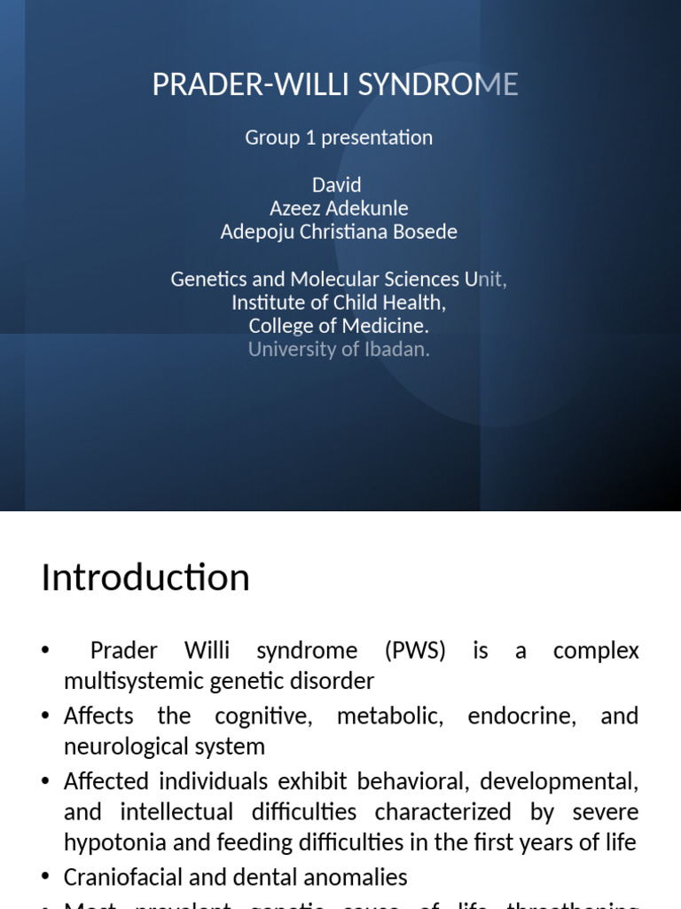 Prader Willis Assignment | PDF | Genetics | Human Diseases And Disorders