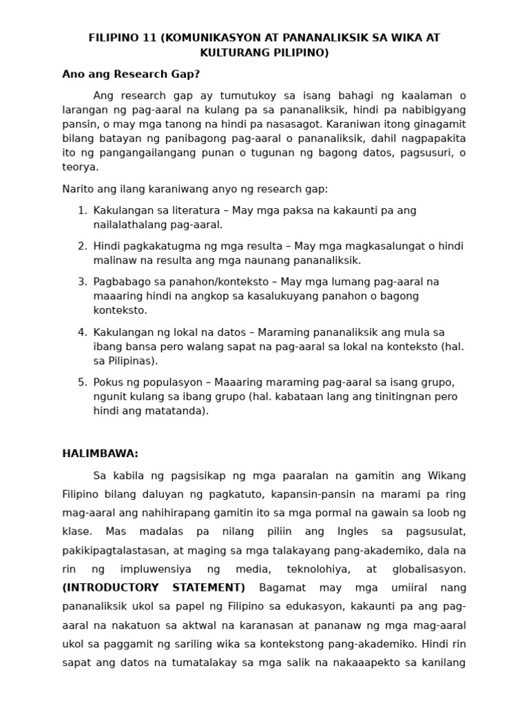 Halimbawa NG Research Gap | PDF