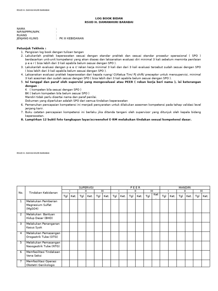 Form 1.9 log book BP III meja 1 | PDF