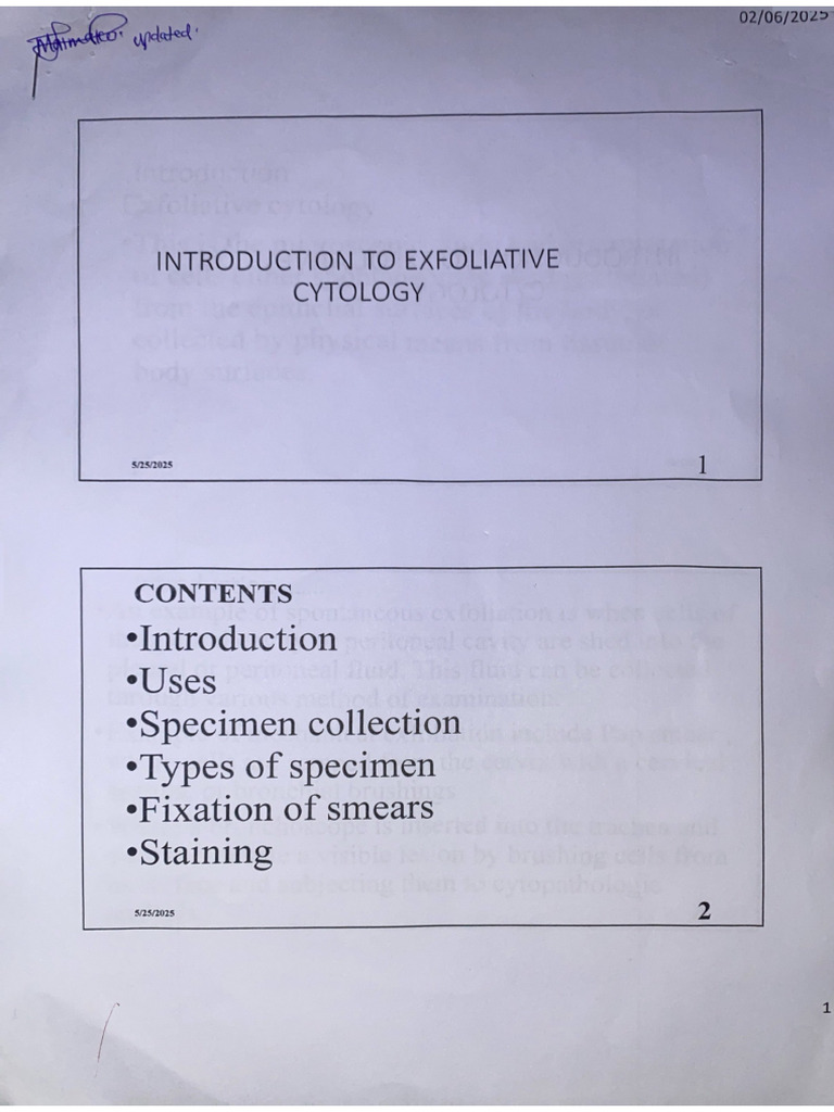 Introduction To Exfoliative Cytology. | PDF