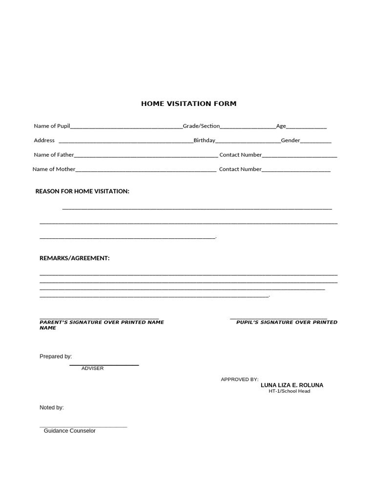 Home Visitation Form | PDF