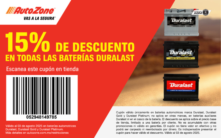 15% Descuento en Baterías Duralast | PDF