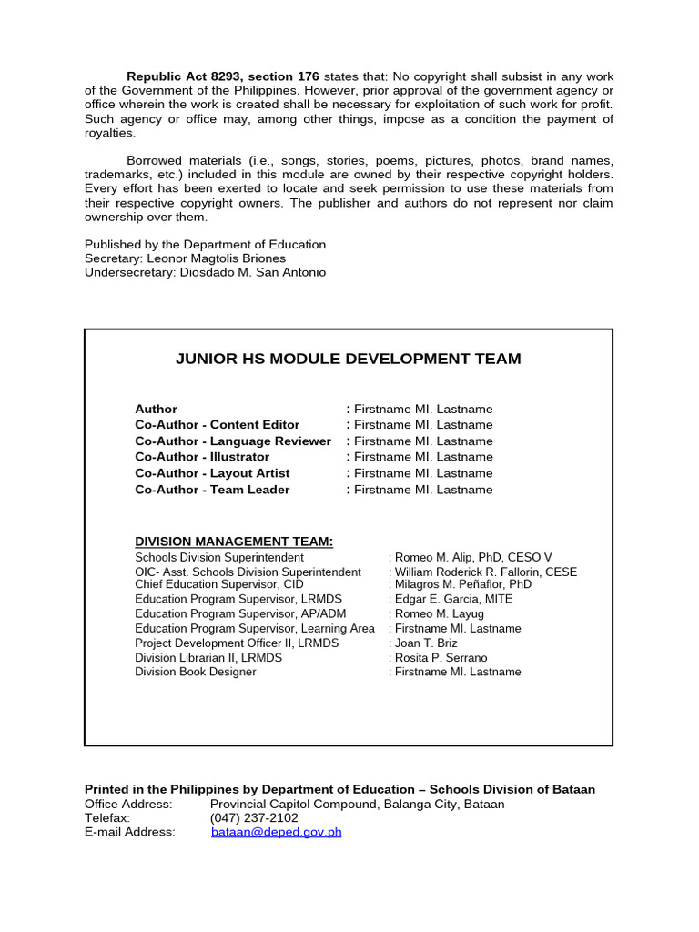 Q2 SLM Copyright Page Junior HS | PDF