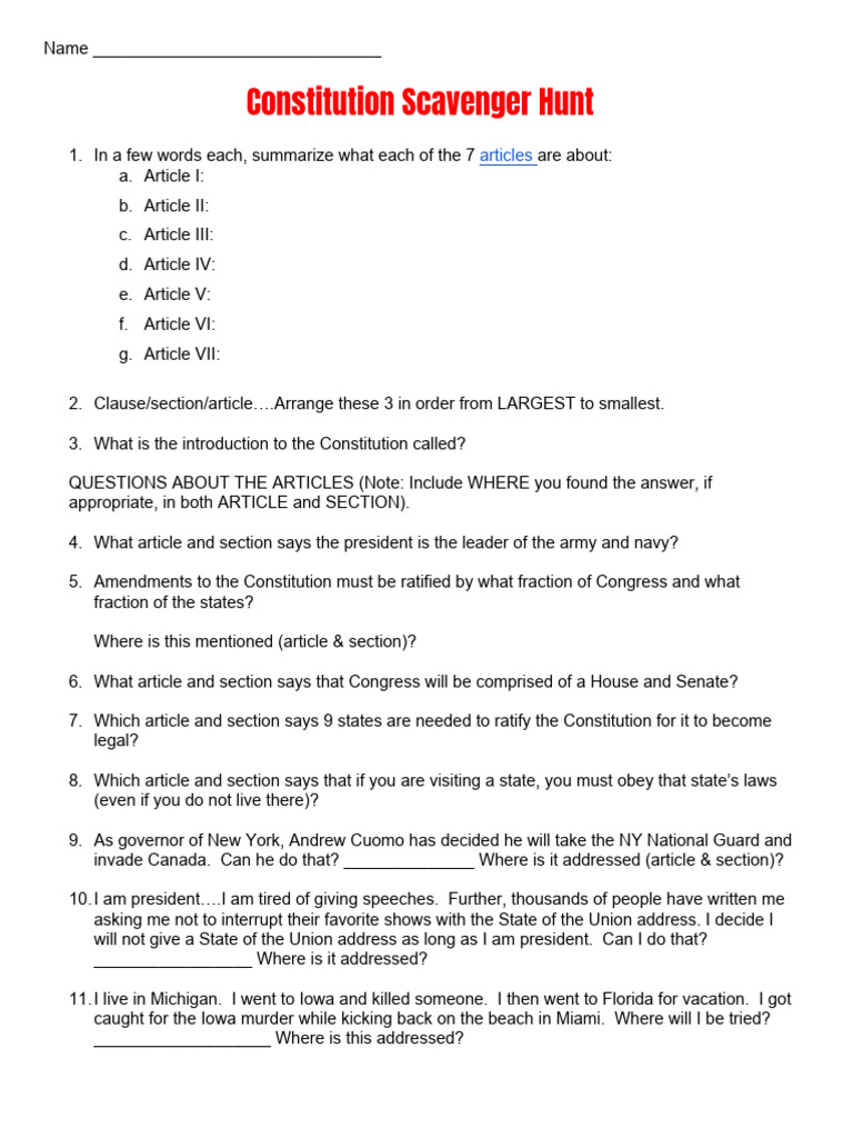 Nhat Huynh - (Template) Constitution Scavenger Hunt | PDF | Fourteenth ...