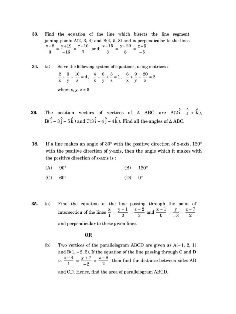 Vector and 3D CBSE Questions | PDF