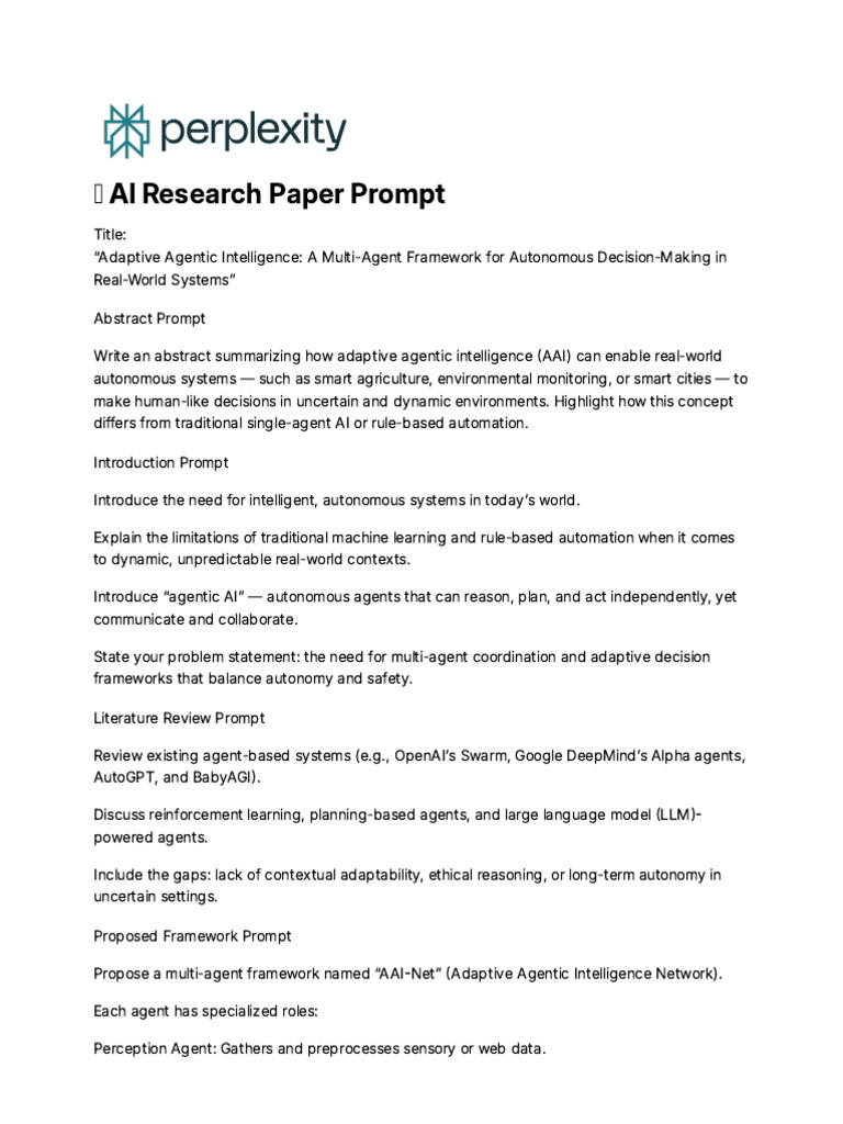 ? AI Research Paper Prompt - Title - "Adaptive Agent | PDF | Artificial ...