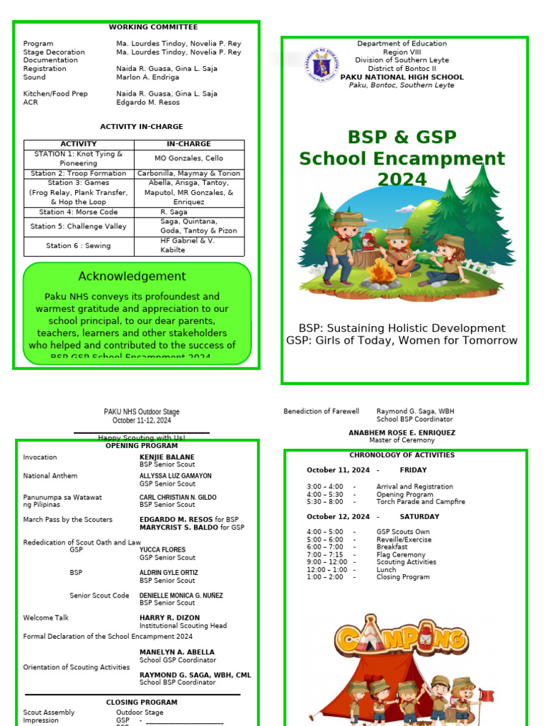 Boy Scout and Girl Scout School Encampment 2024 | PDF