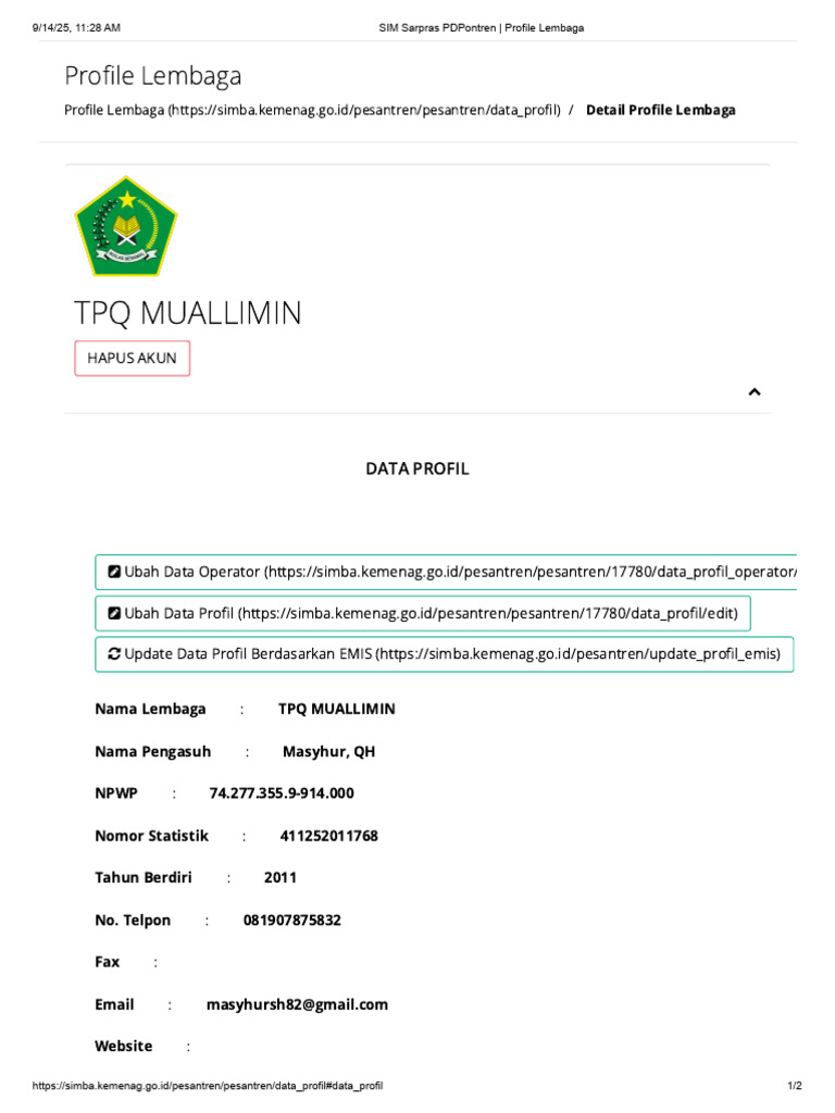 Profil TPQ Muallimin Lombok Barat | PDF